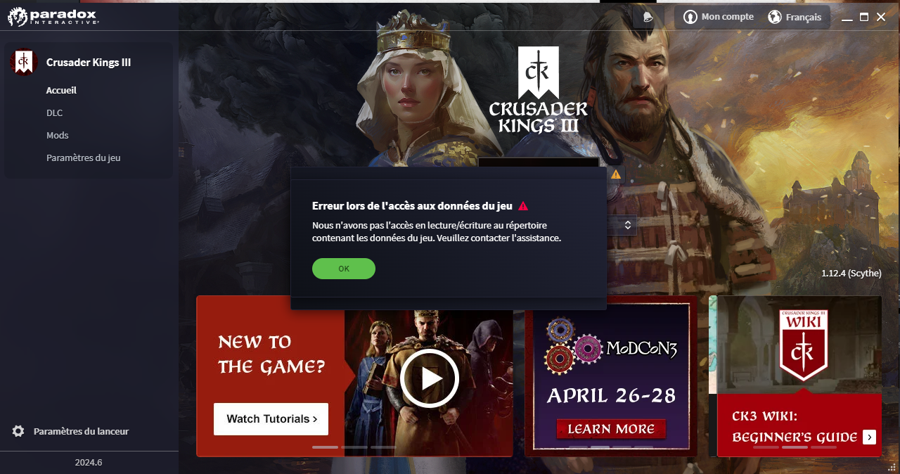 Problème au lancement de CK III -> accès à la base de données ? | Paradox Interactive Forums